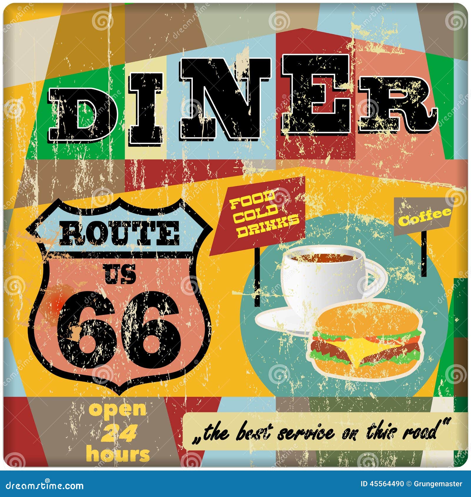 Restaurantzeichen Des Weges Sechsundsechzig, Vektor Abbildung ...