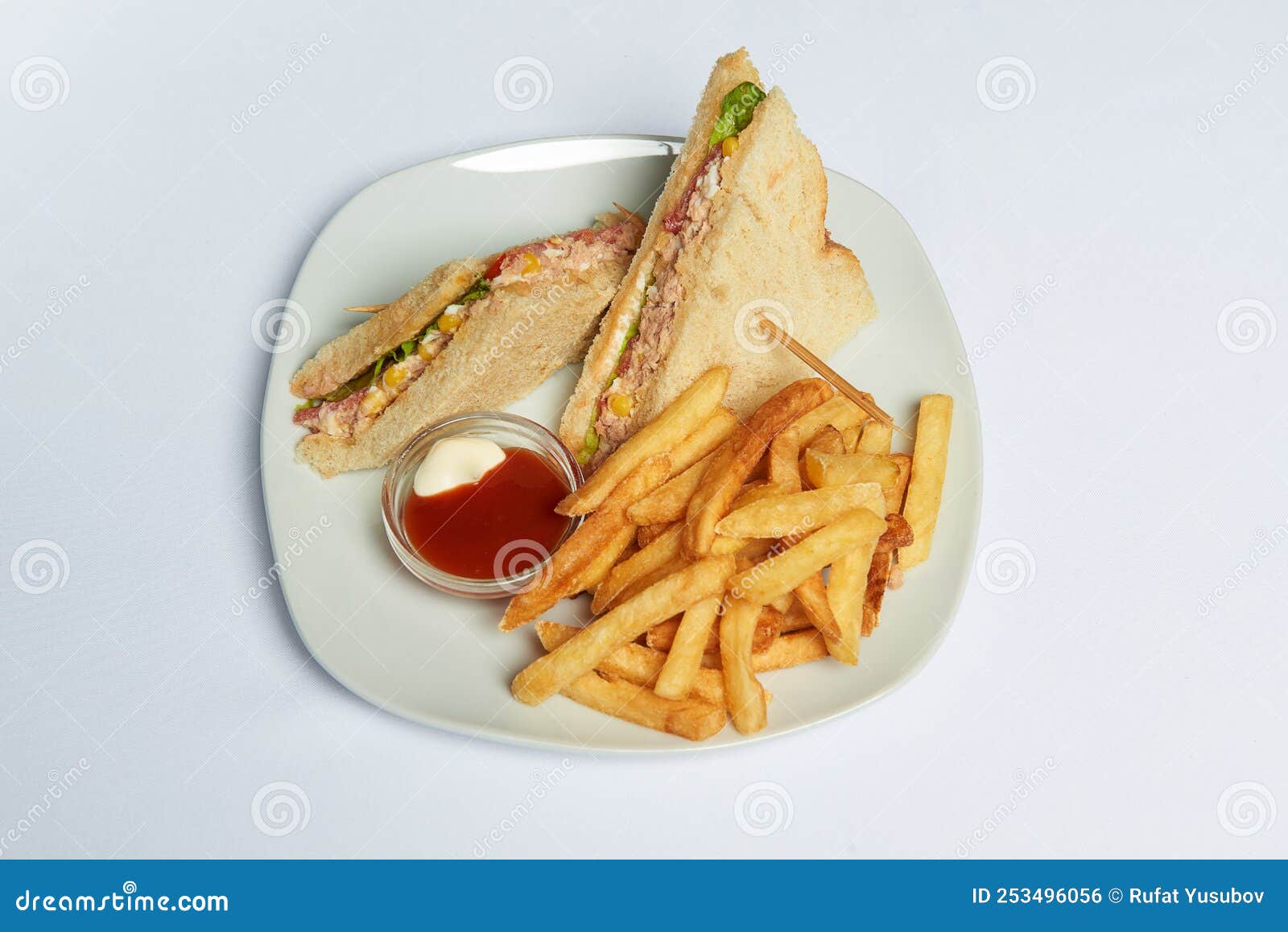 Restauration Rapide Frites Avec Sandwich Photo stock - Image du fond ...