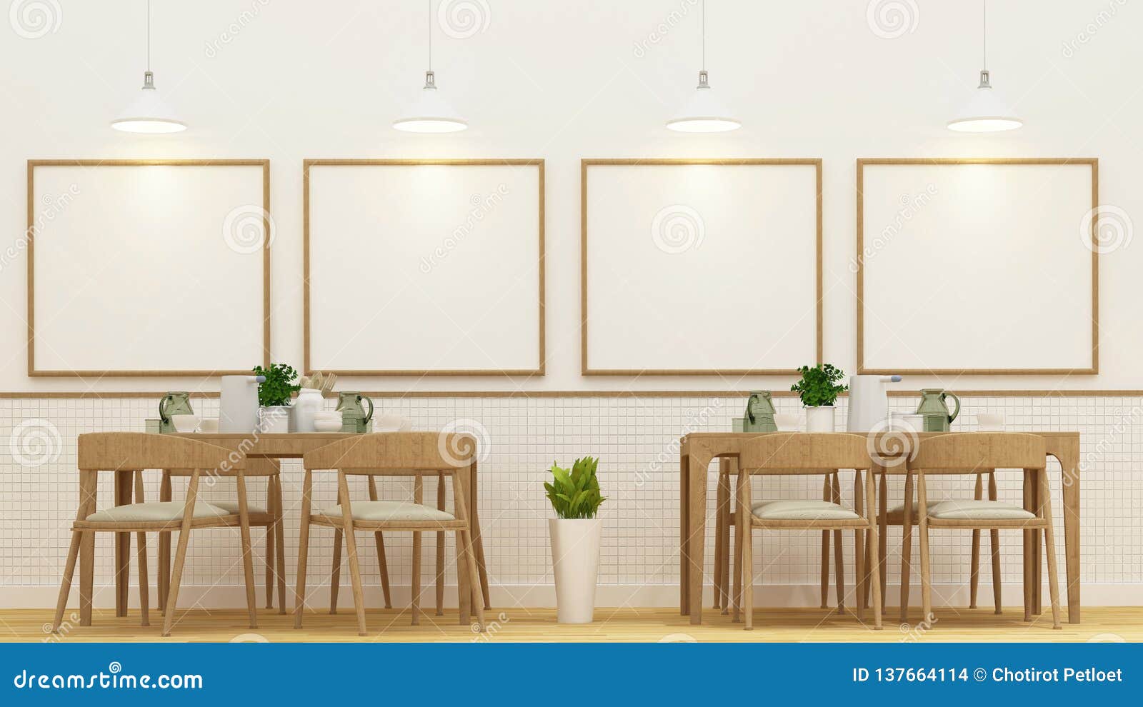 Restaurant or Cafe and Frame for Artwork - 3D Rendering Stock ...