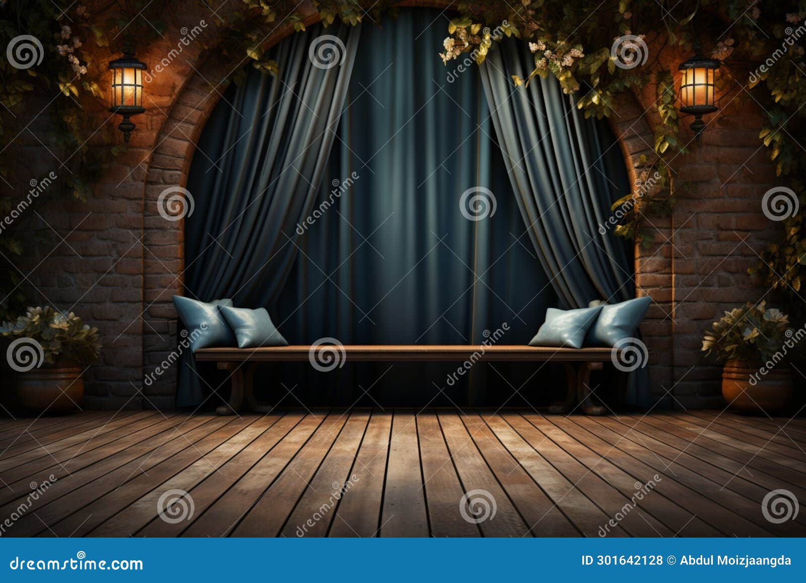 Restful Haven Brick Wall Backdrop Embraces A Bushy Bench Sanctuary ...