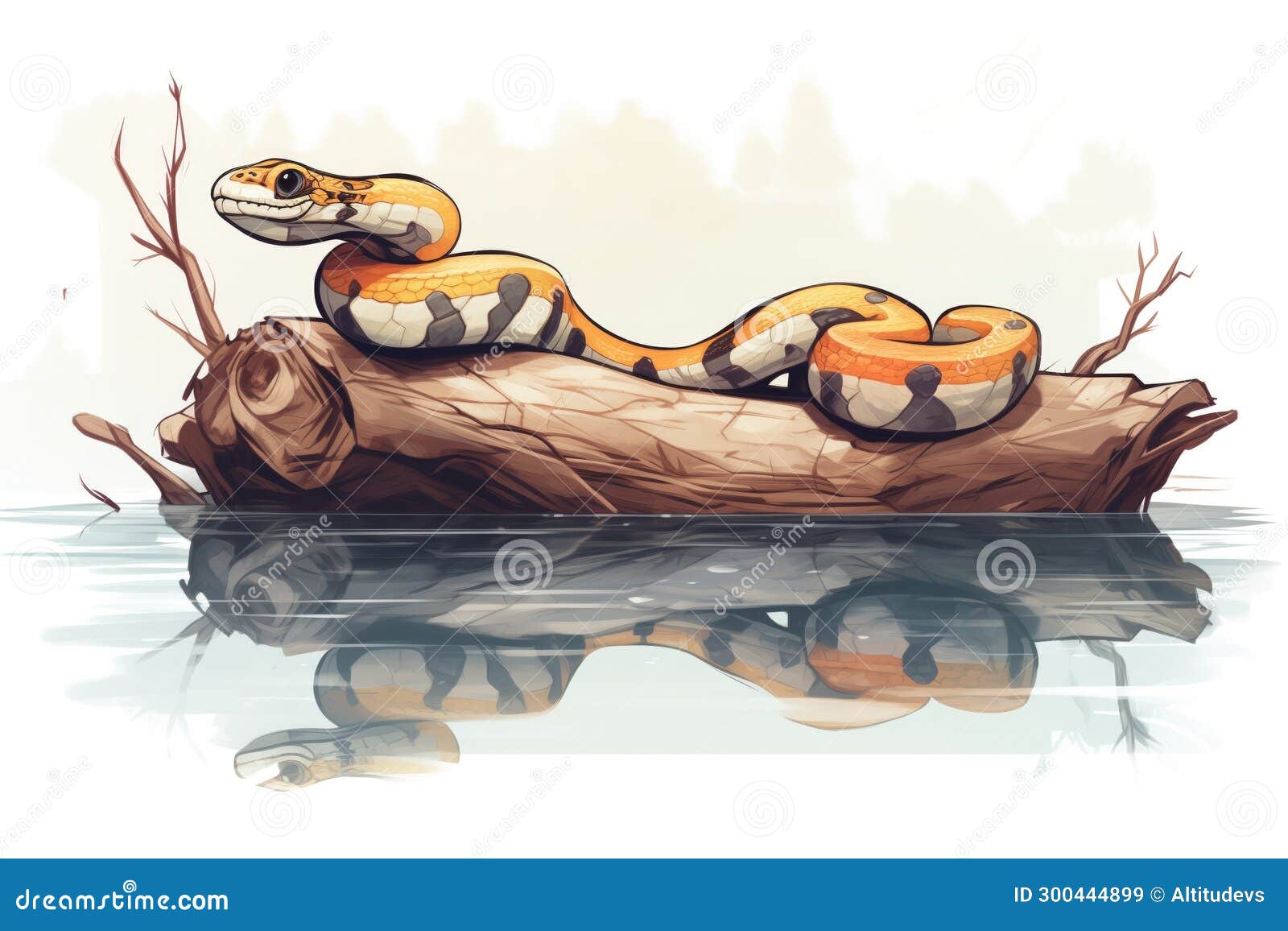 A Resting Anaconda on a Log Floating in Water Stock Image - Image of ...