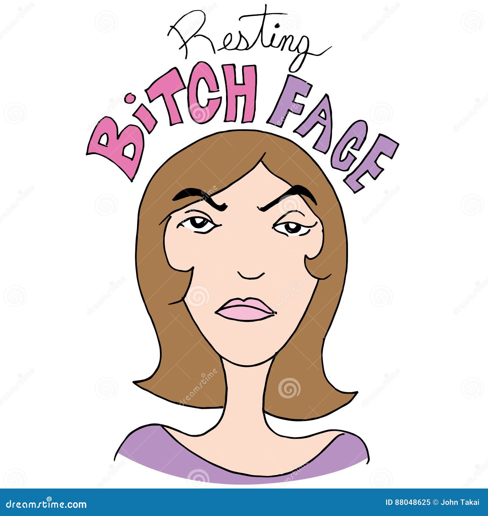 Resting Face Girl stock vector. Illustration of hand - 88048625
