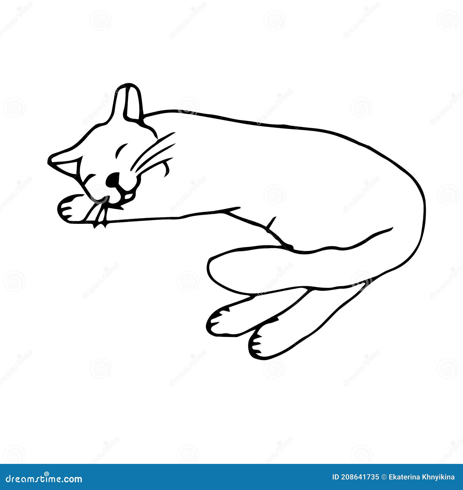 Resting Cat, Vector Illustration, Hand Drawing, Sketch Stock Vector ...