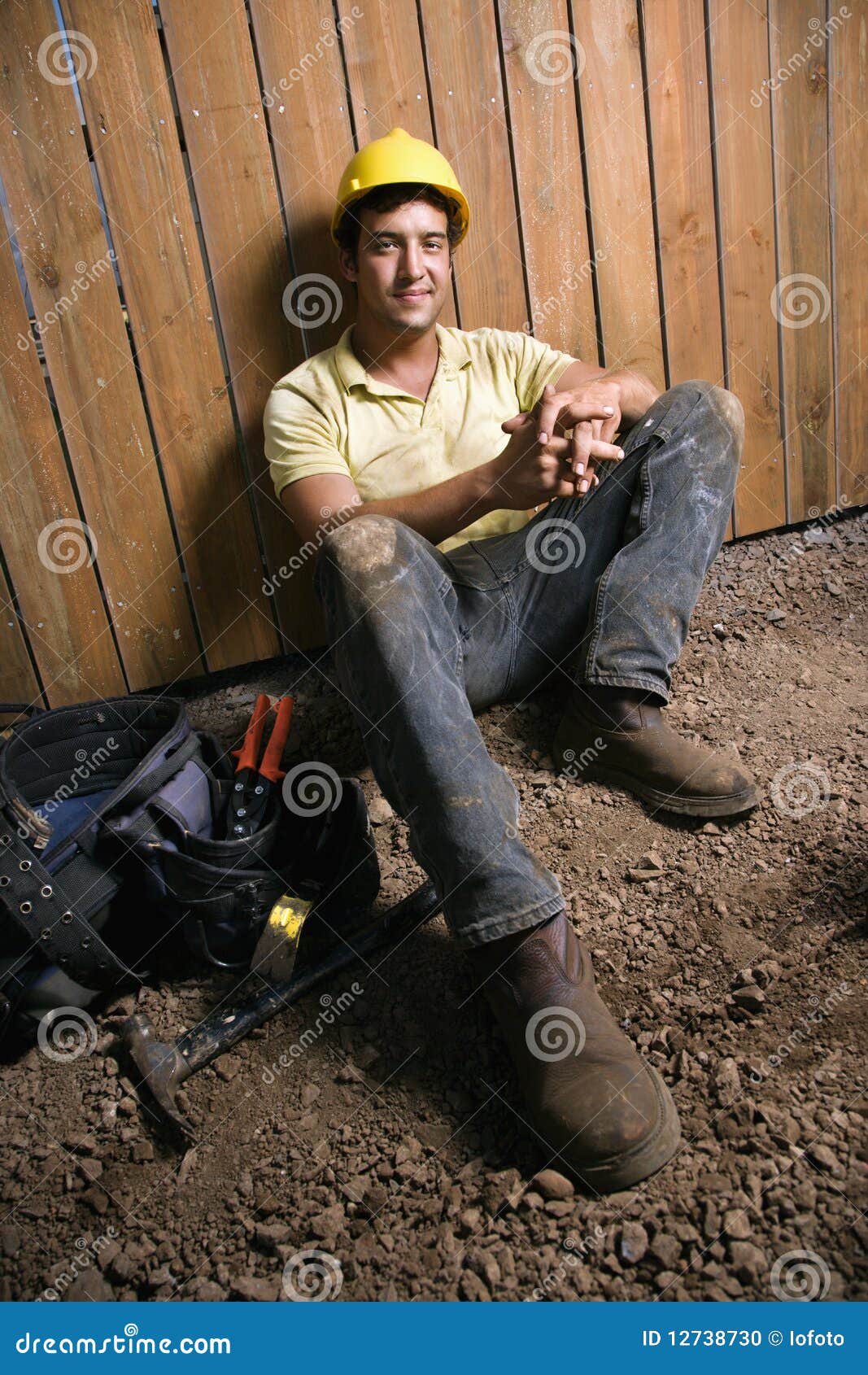 Resting Construction Worker Stock Photo - Image of collar, hard: 12738730