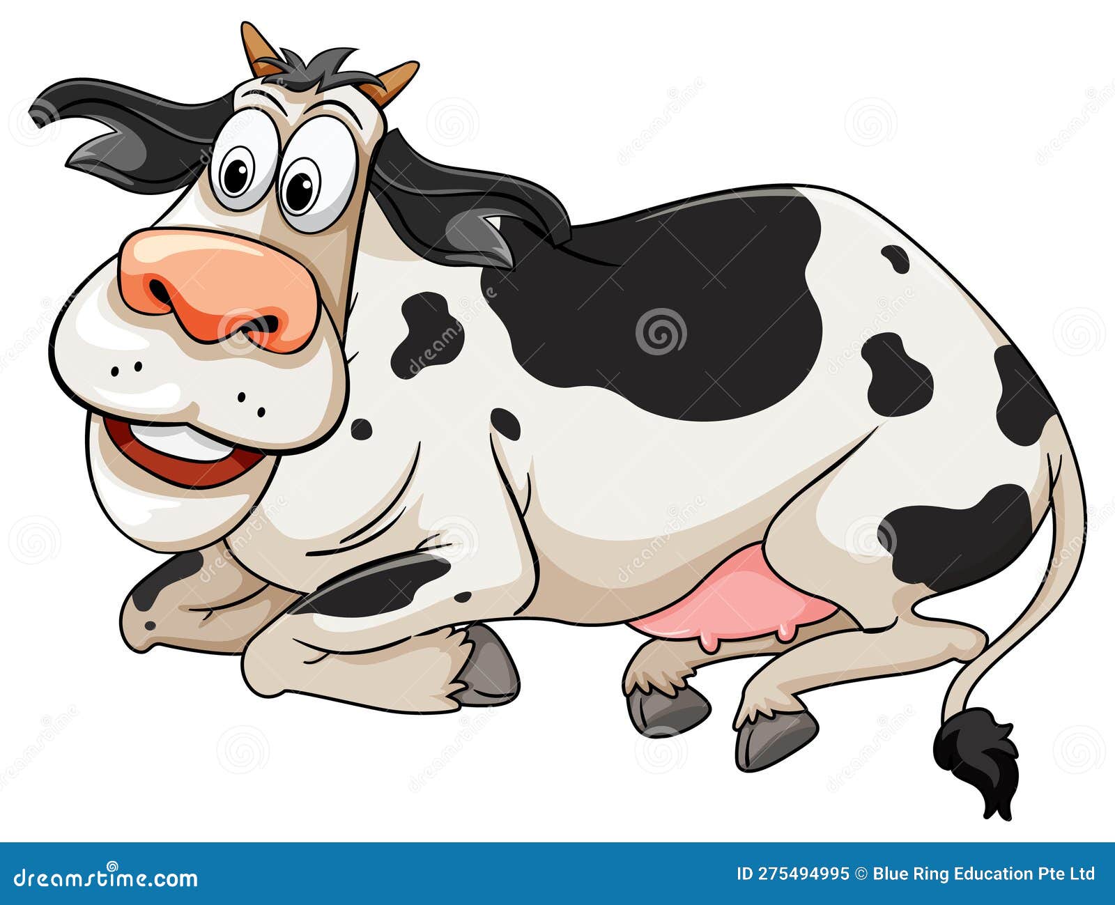 Resting Cow in Cartoon Style Stock Vector - Illustration of milk ...