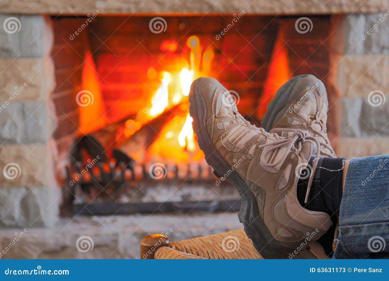 Resting Feet beside the Fire Stock Image - Image of sitting, bark: 63631173