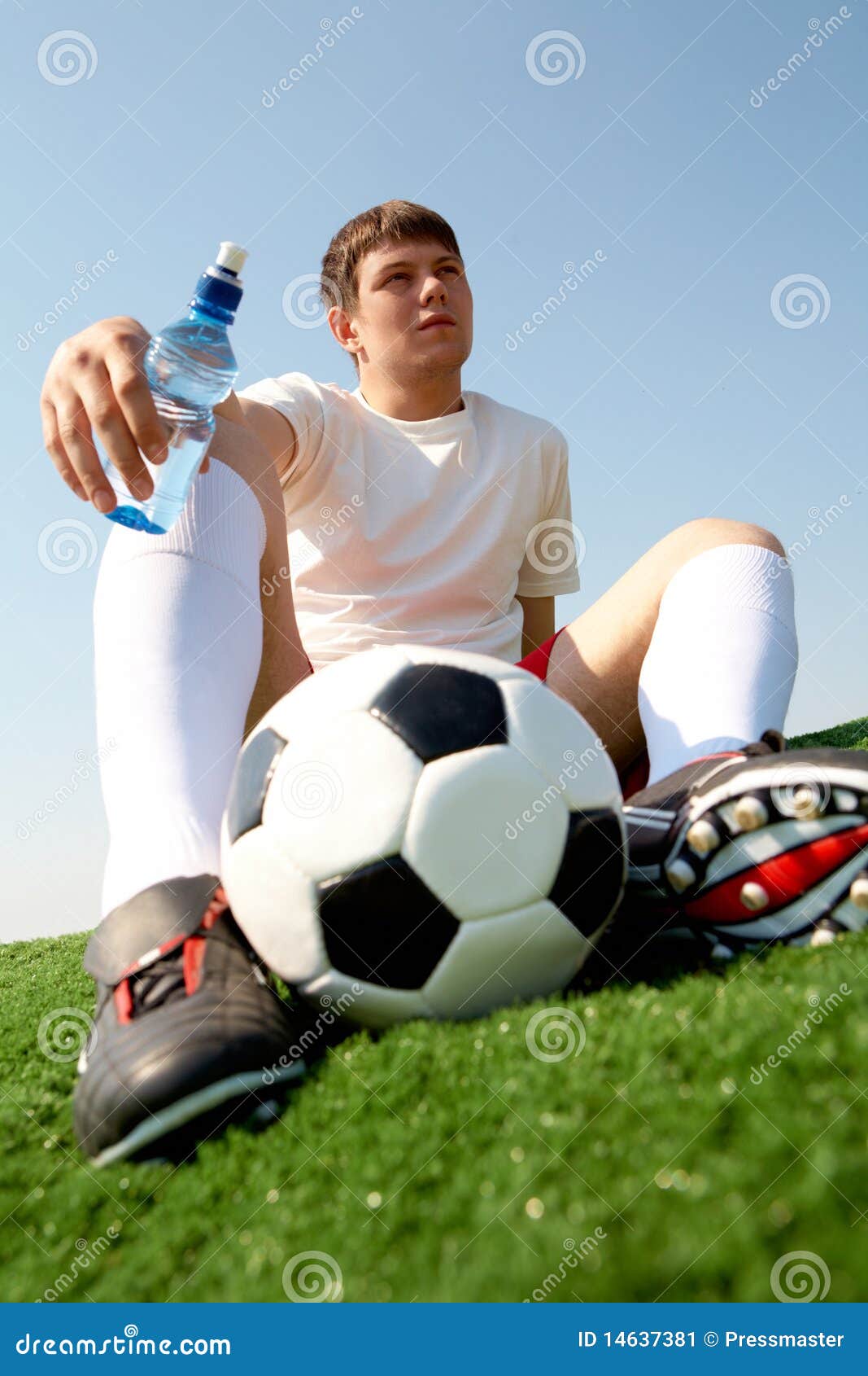 Resting footballer stock image. Image of recreation, football - 14637381