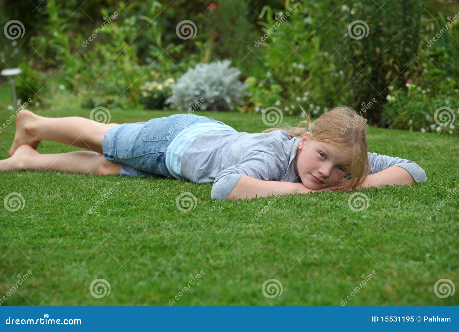 Resting girl stock image. Image of girl, country, lawn - 15531195