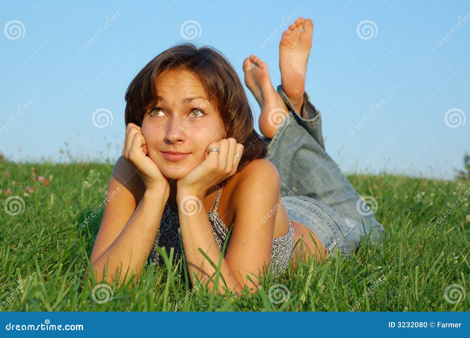 Resting girl stock photo. Image of look, blue, girl, mood - 3232080
