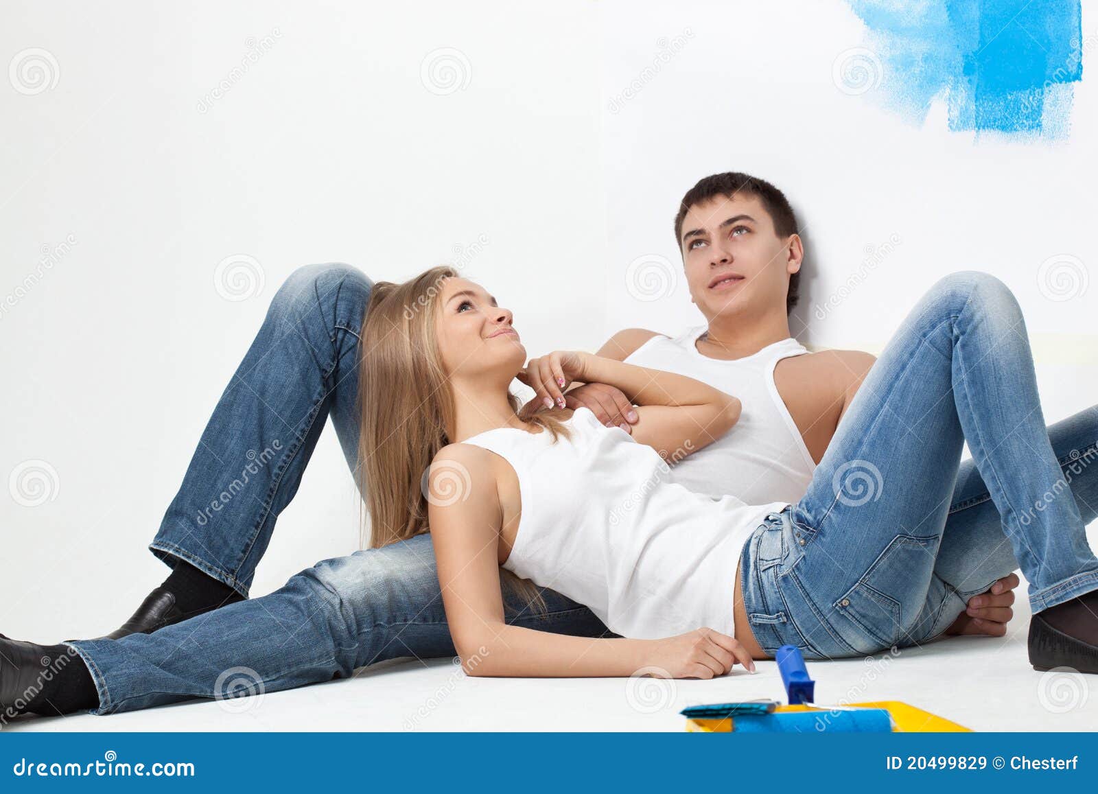 Resting Happy Young Loving Couple Stock Image - Image of male, people ...