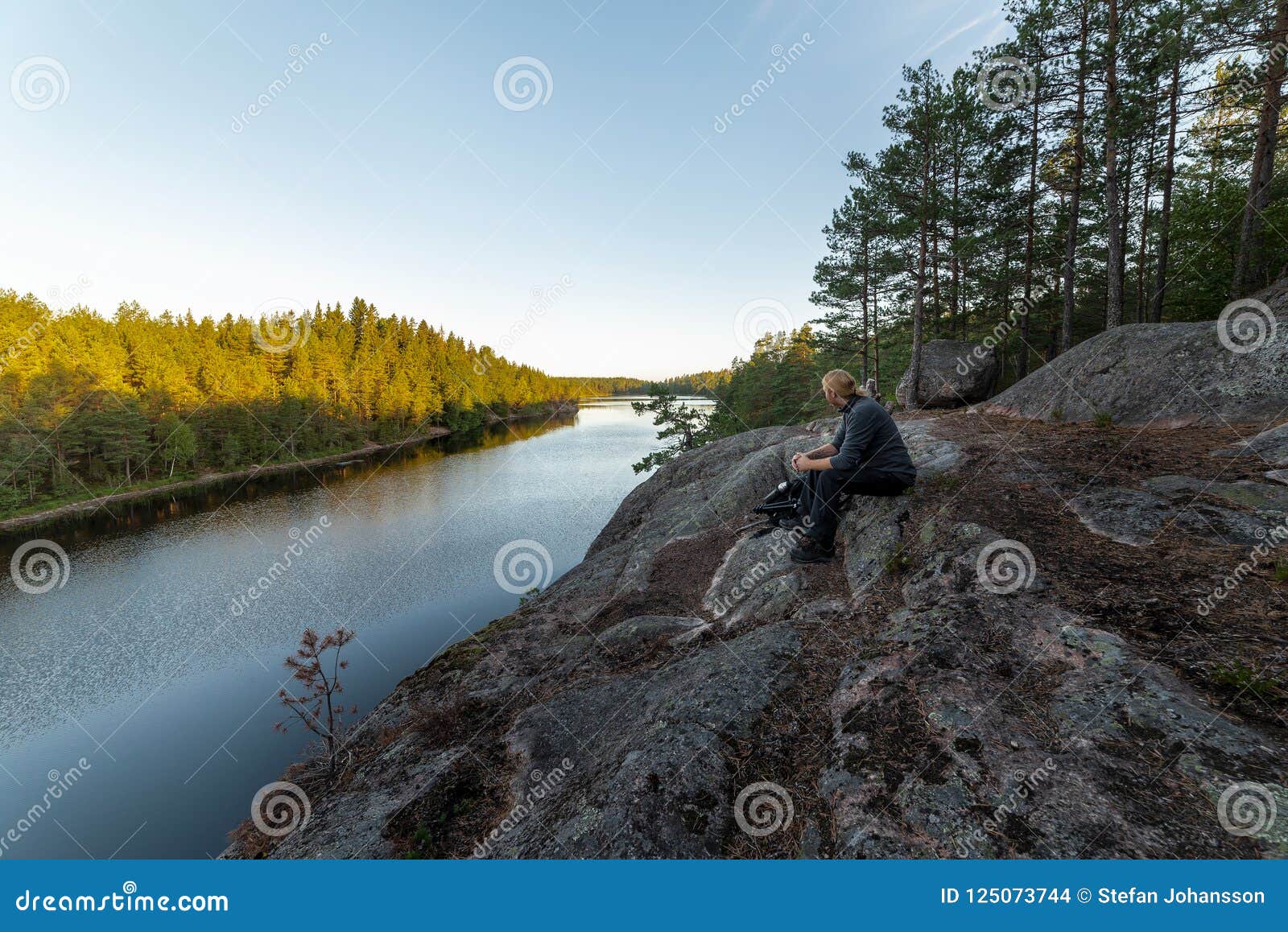 Resting hiker stock photo. Image of travel, clear, forest - 125073744
