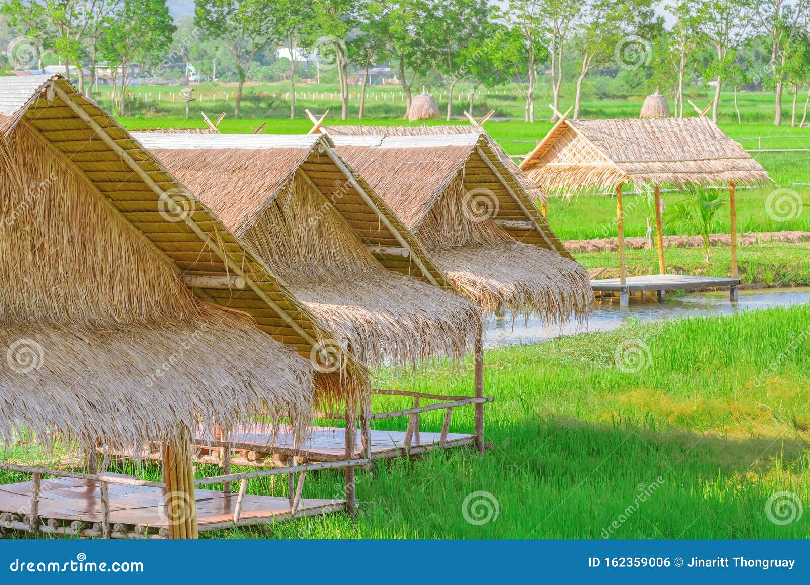 The Resting Huts Constructed From Bamboo And Thatched Roofs For ...