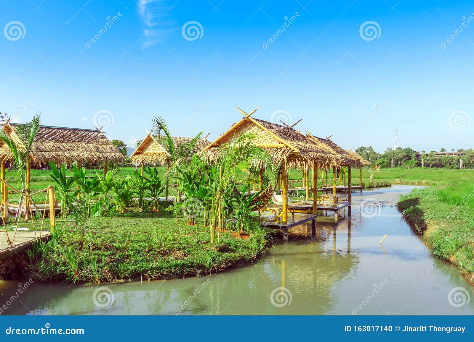 The Resting Huts Constructed from Bamboo and Thatched Roofs for ...