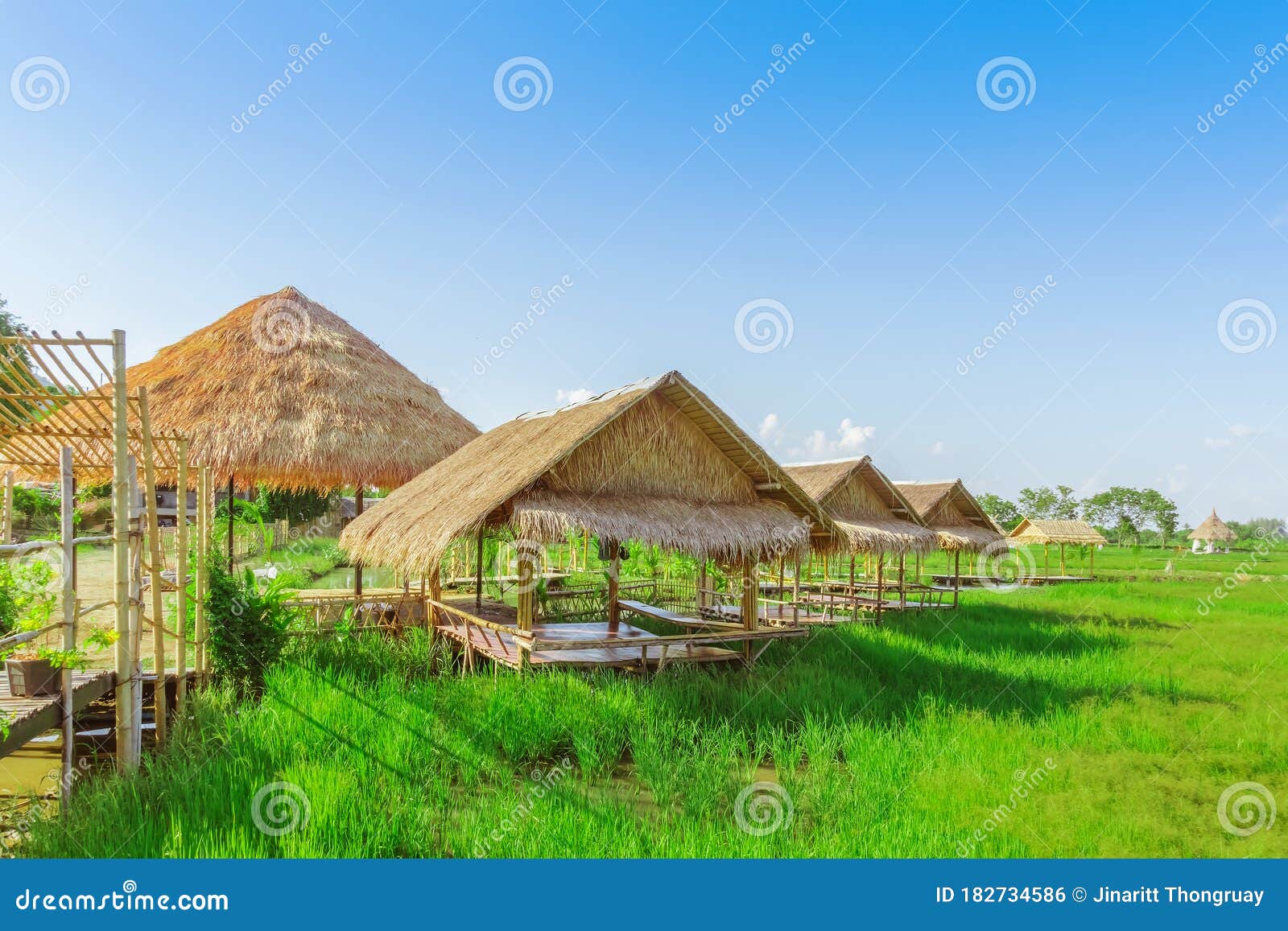 The Resting Huts Constructed from Bamboo and Thatched Roofs for ...