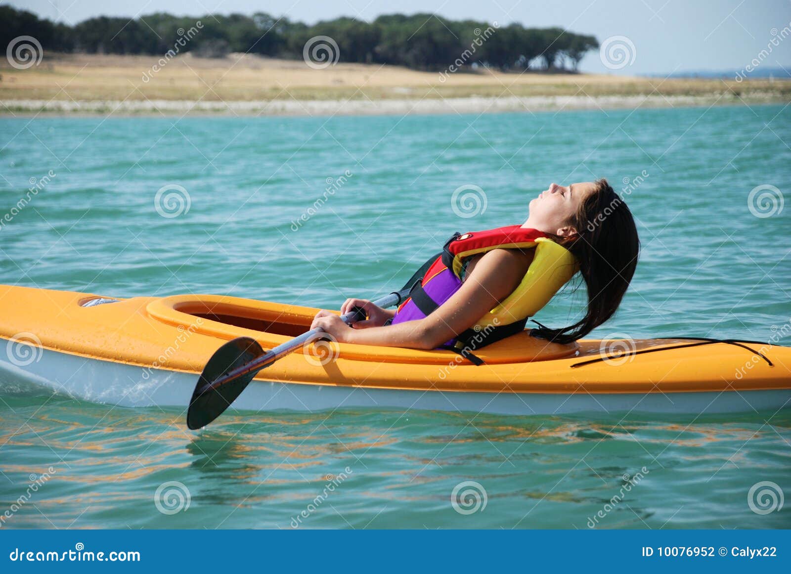 Resting Kayak Girl stock photo. Image of muscles, purple - 10076952