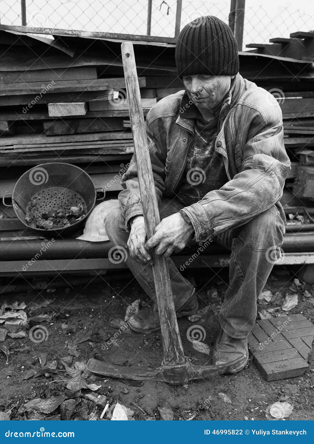 Resting miner stock photo. Image of hard, house, depression - 46995822