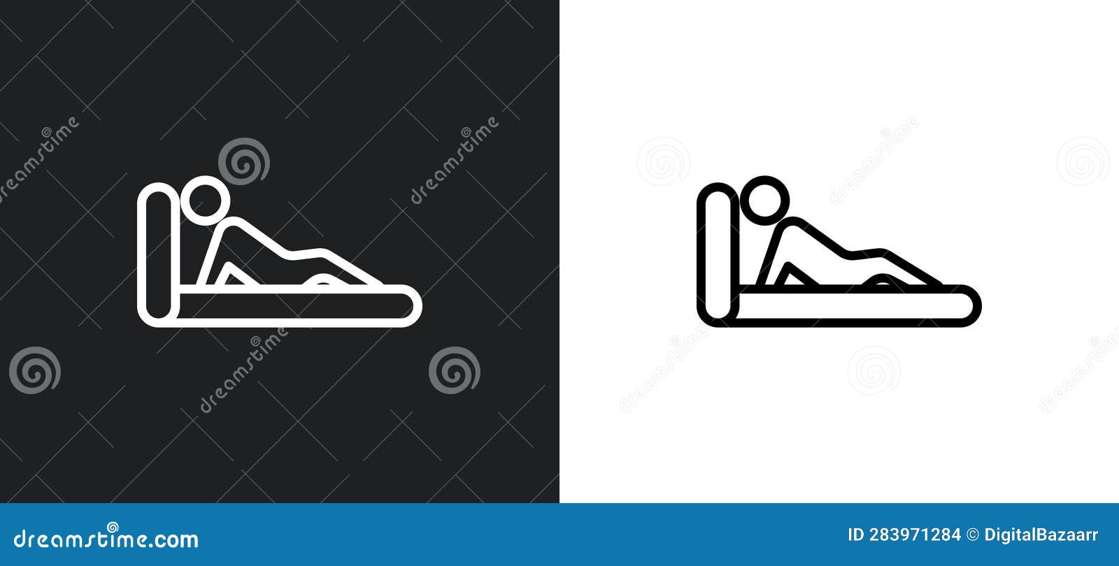 Resting Outline Icon in White and Black Colors. Resting Flat Vector ...