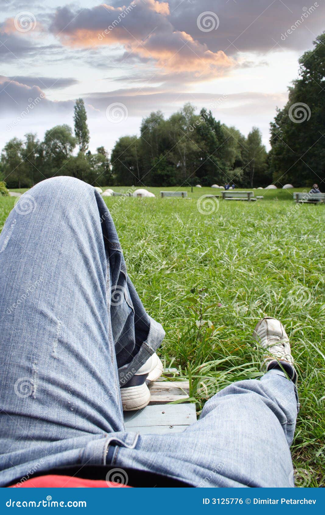 Resting in the park stock photo. Image of leather, jeans - 3125776