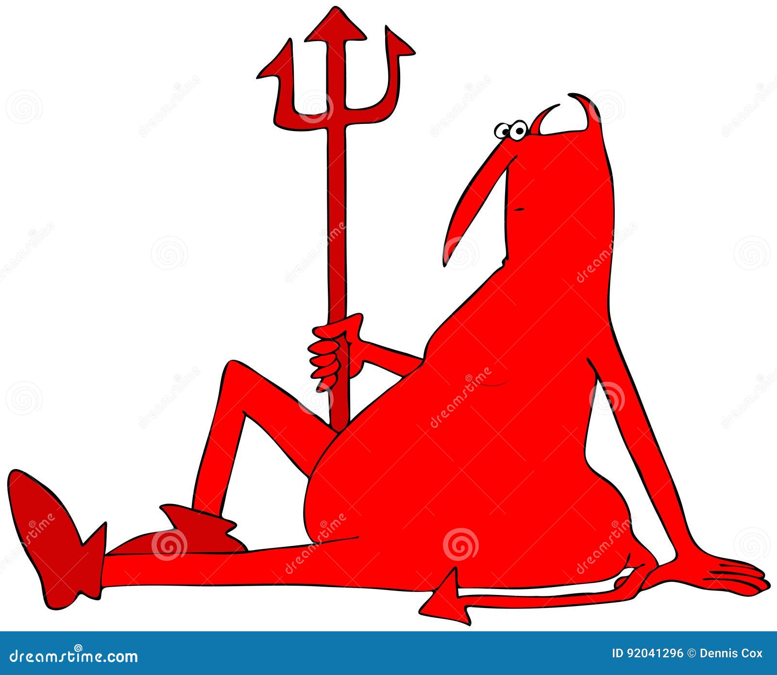 Resting Red Devil Sitting on the Ground Stock Illustration ...