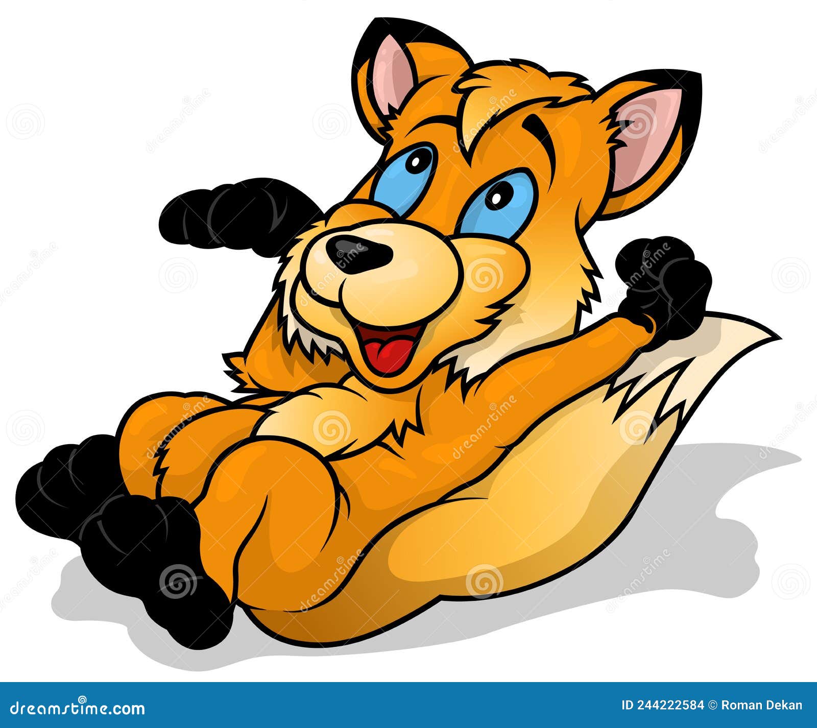Resting Smiling Fox stock vector. Illustration of orange - 244222584