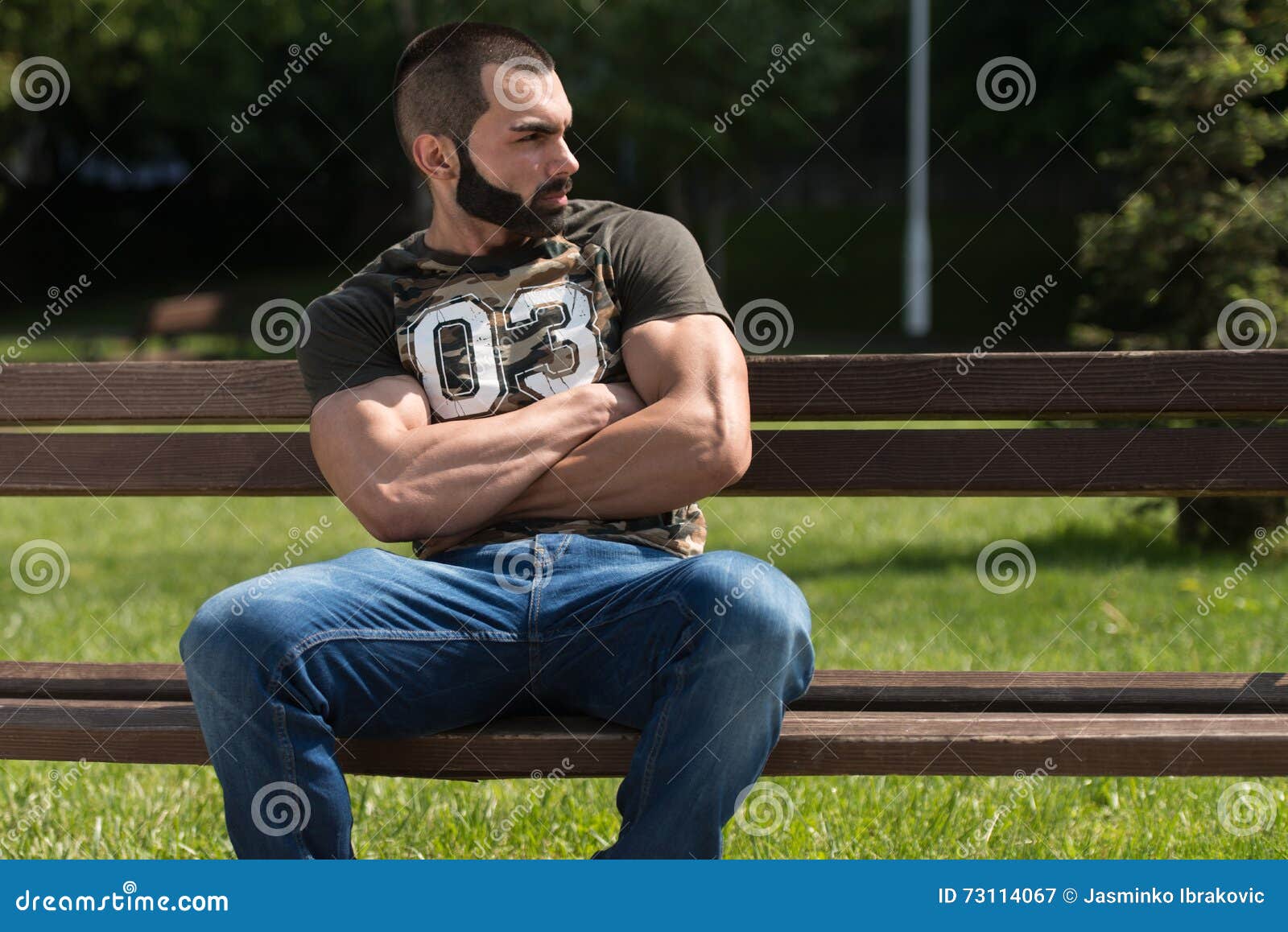 Resting Time Outdoors in Park Stock Image - Image of leisure, beard ...