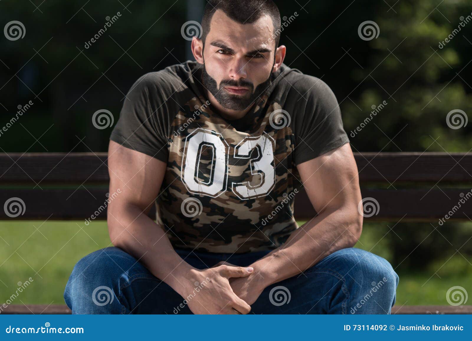 Resting Time Outdoors in Park Stock Photo - Image of muscular, green ...