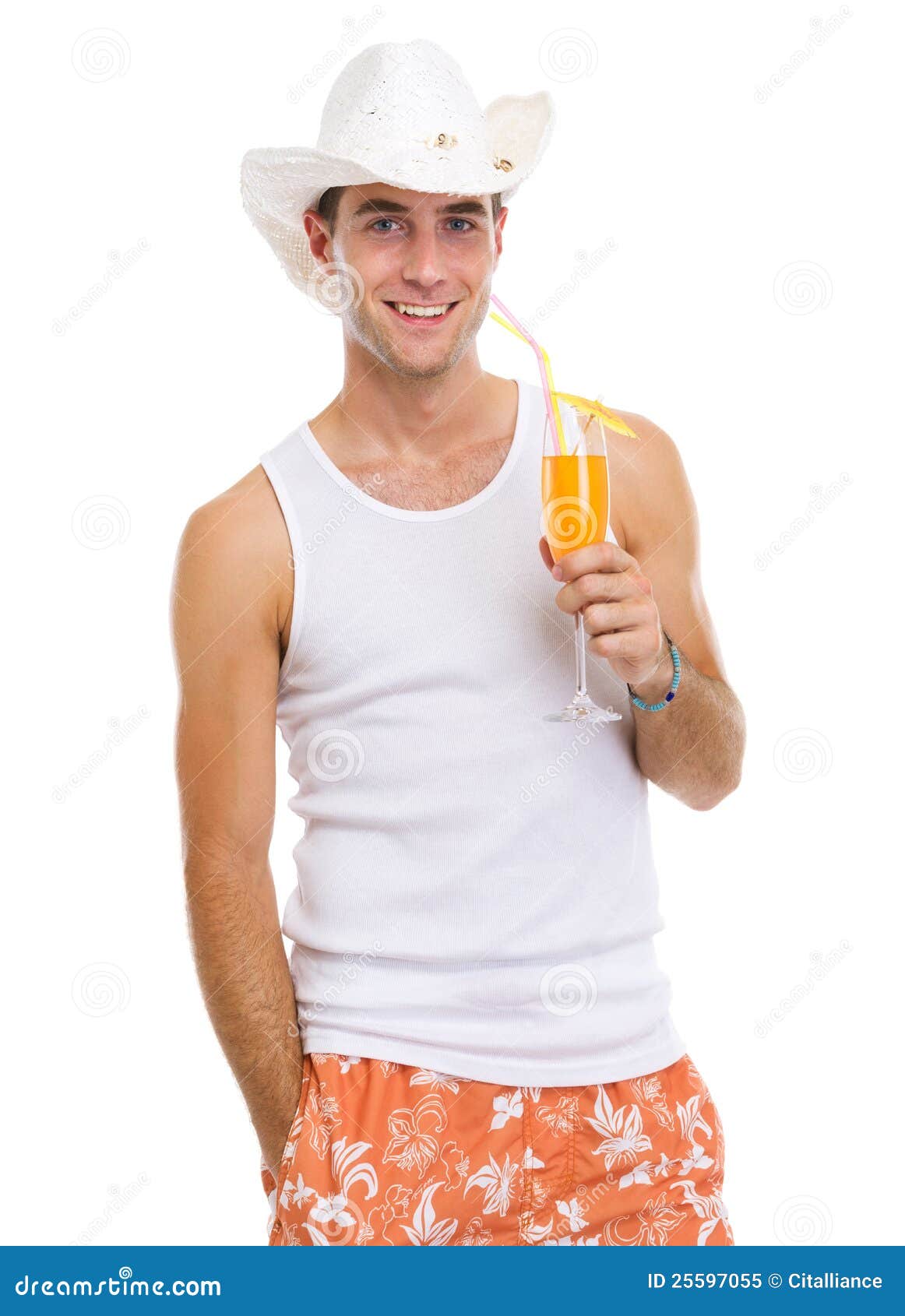 Resting on Vacation Guy Relaxing with Cocktail Stock Image - Image of ...