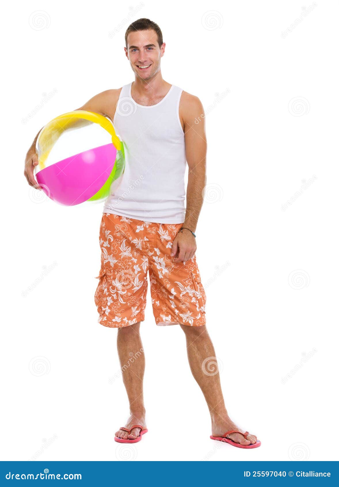 Resting on Vacation Man with Beach Ball Stock Photo - Image of beach ...