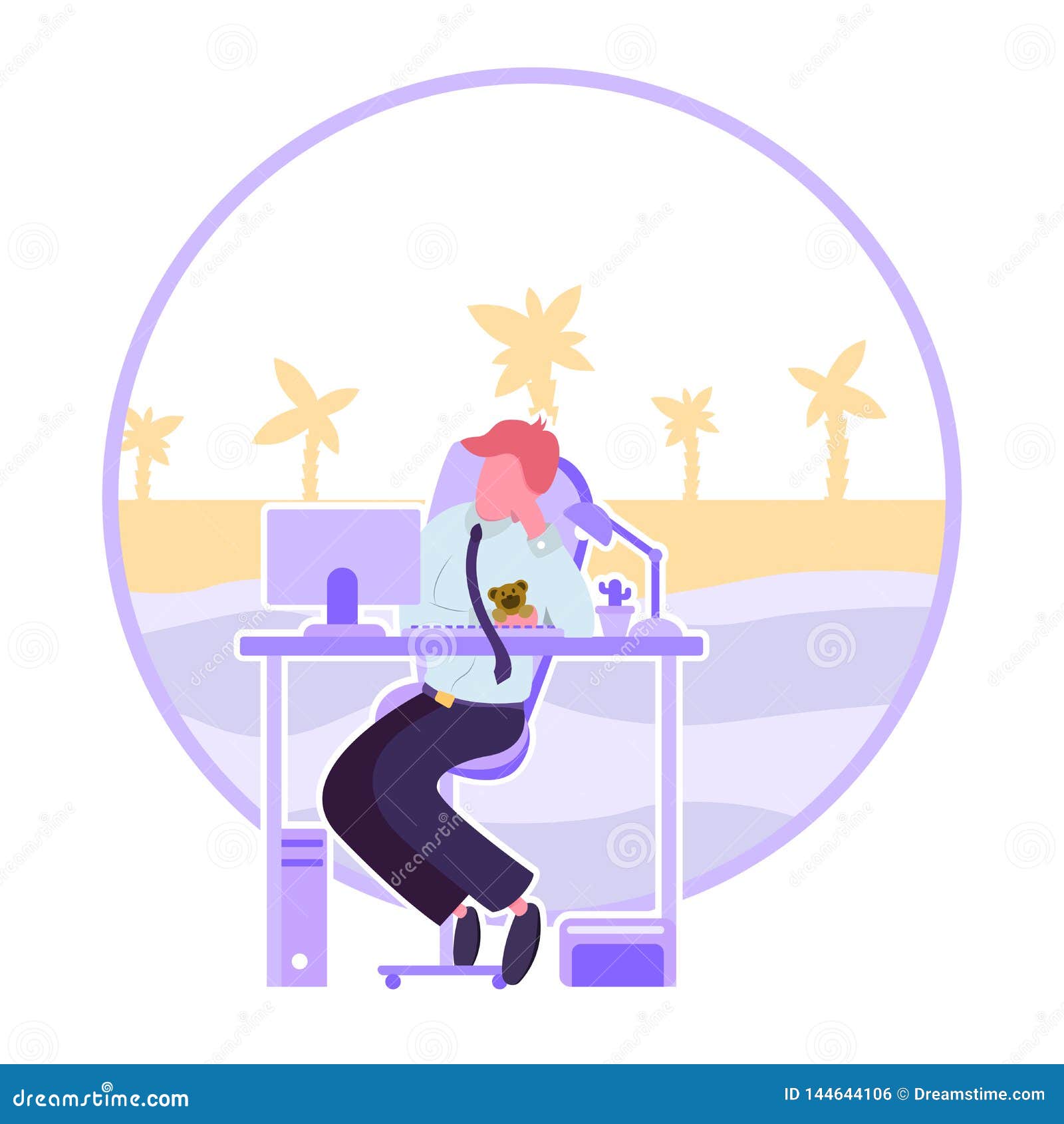 Resting at Work, a Break after a Long Hard Work Stock Illustration ...