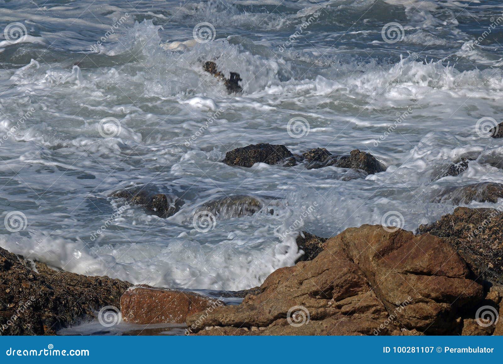 RESTLESS SEA and FOAM with ROCKS Stock Image - Image of aqua, marine ...