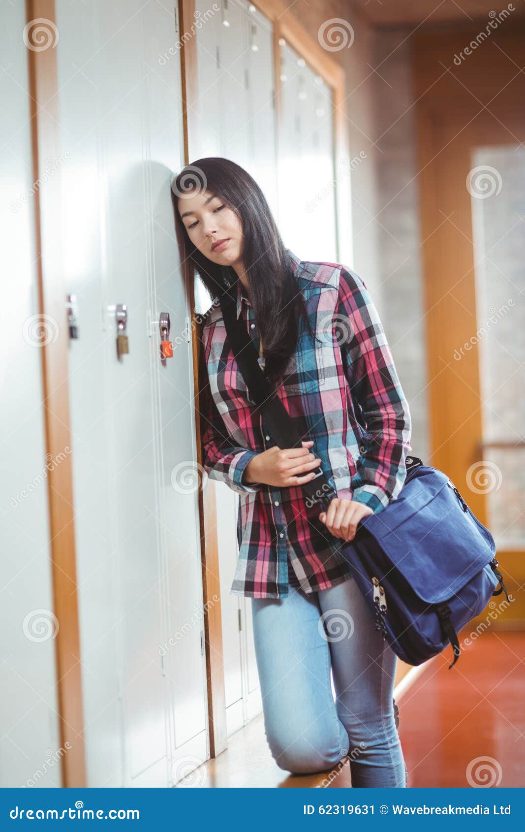 Restless Student Standing Next the Locker Stock Image - Image of ...
