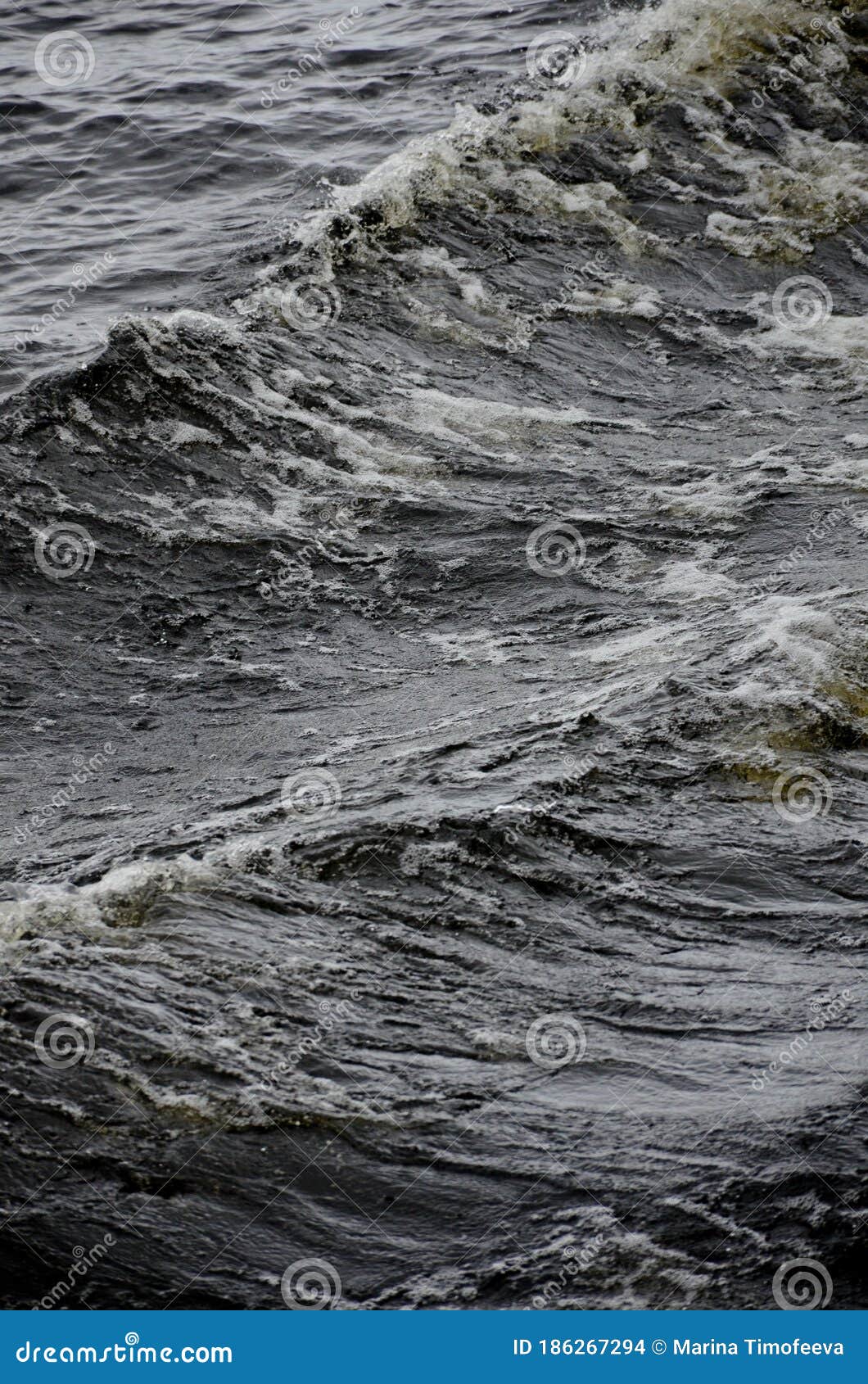 Restless Water, Dark Waves with Foam Close-up Stock Photo - Image of ...