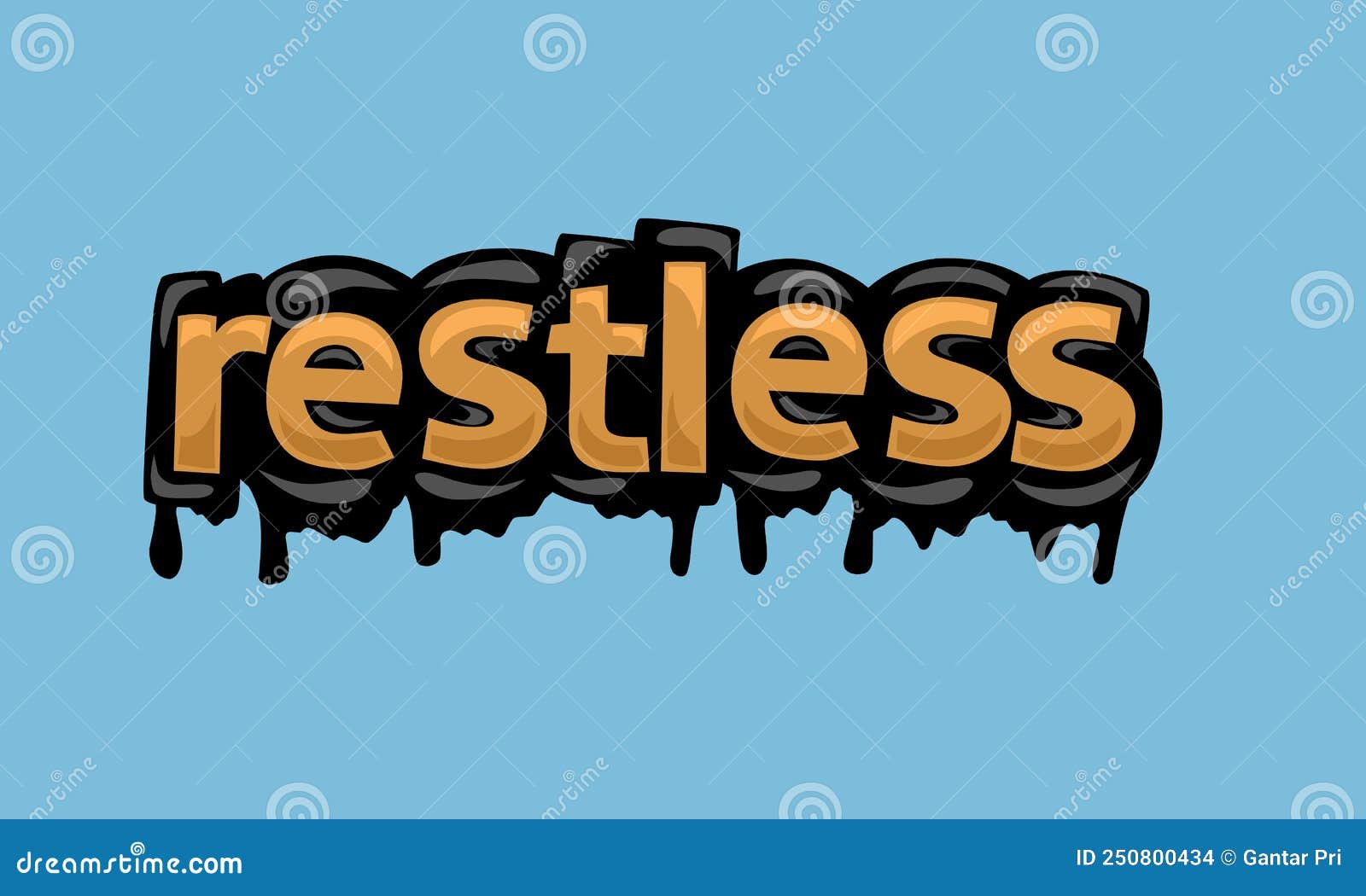 RESTLESS Writing Vector Design on Blue Background Stock Illustration ...
