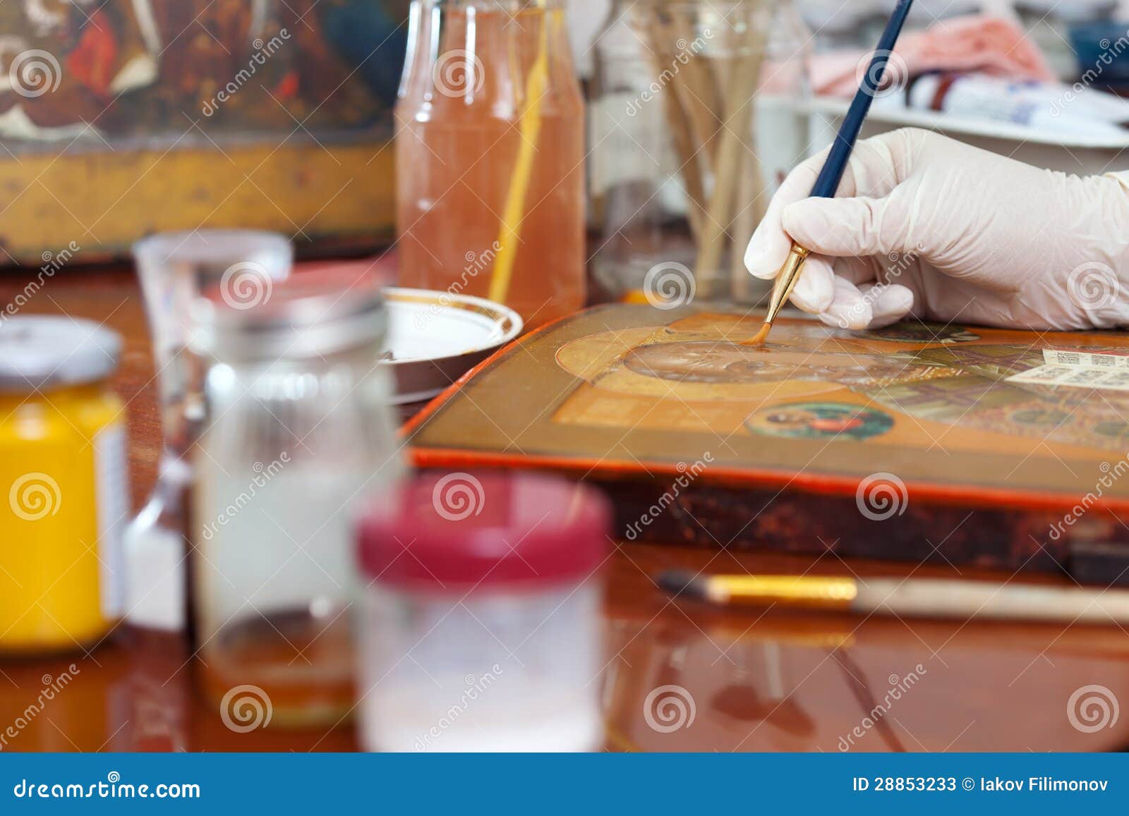 Restoration of Ancient Christian Icon Stock Image - Image of holy ...