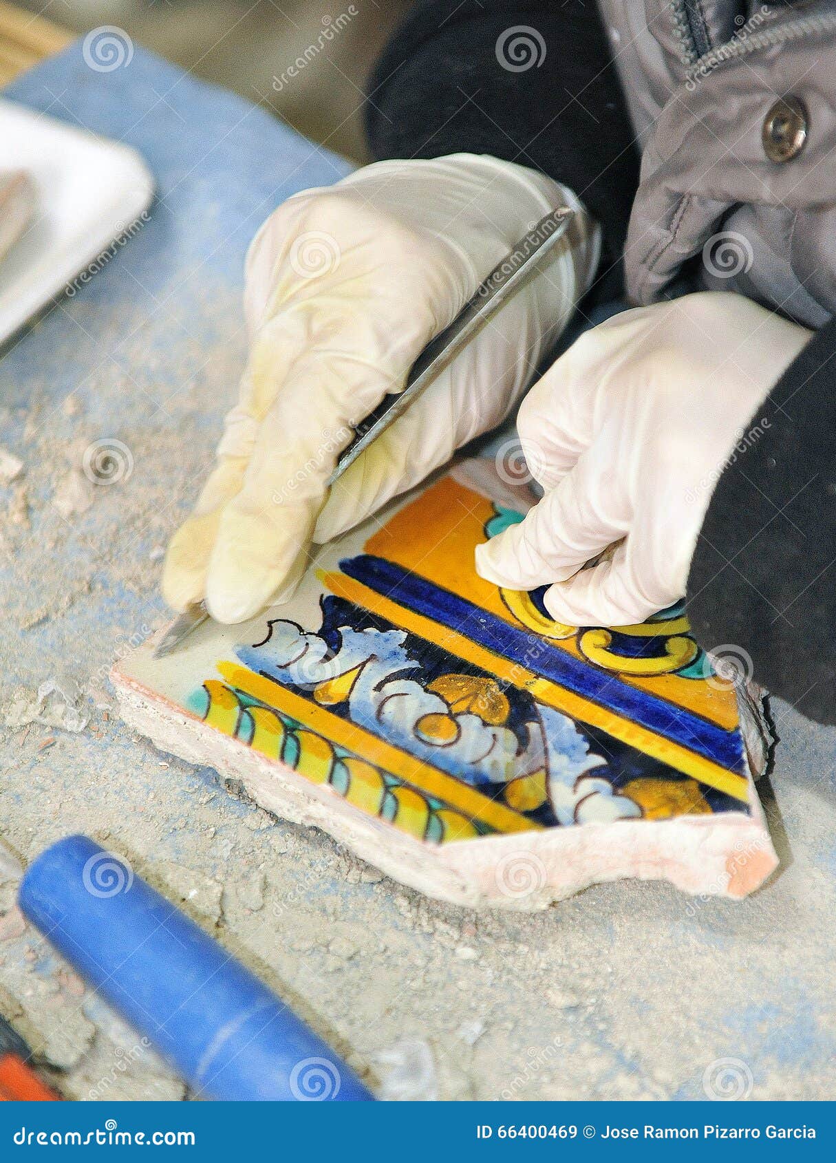 Restoration of an Ancient Tile Editorial Stock Image - Image of ...