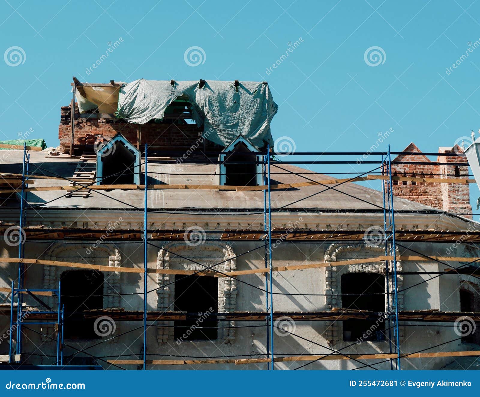 Restoration of an Old Building Stock Image - Image of wall, house ...