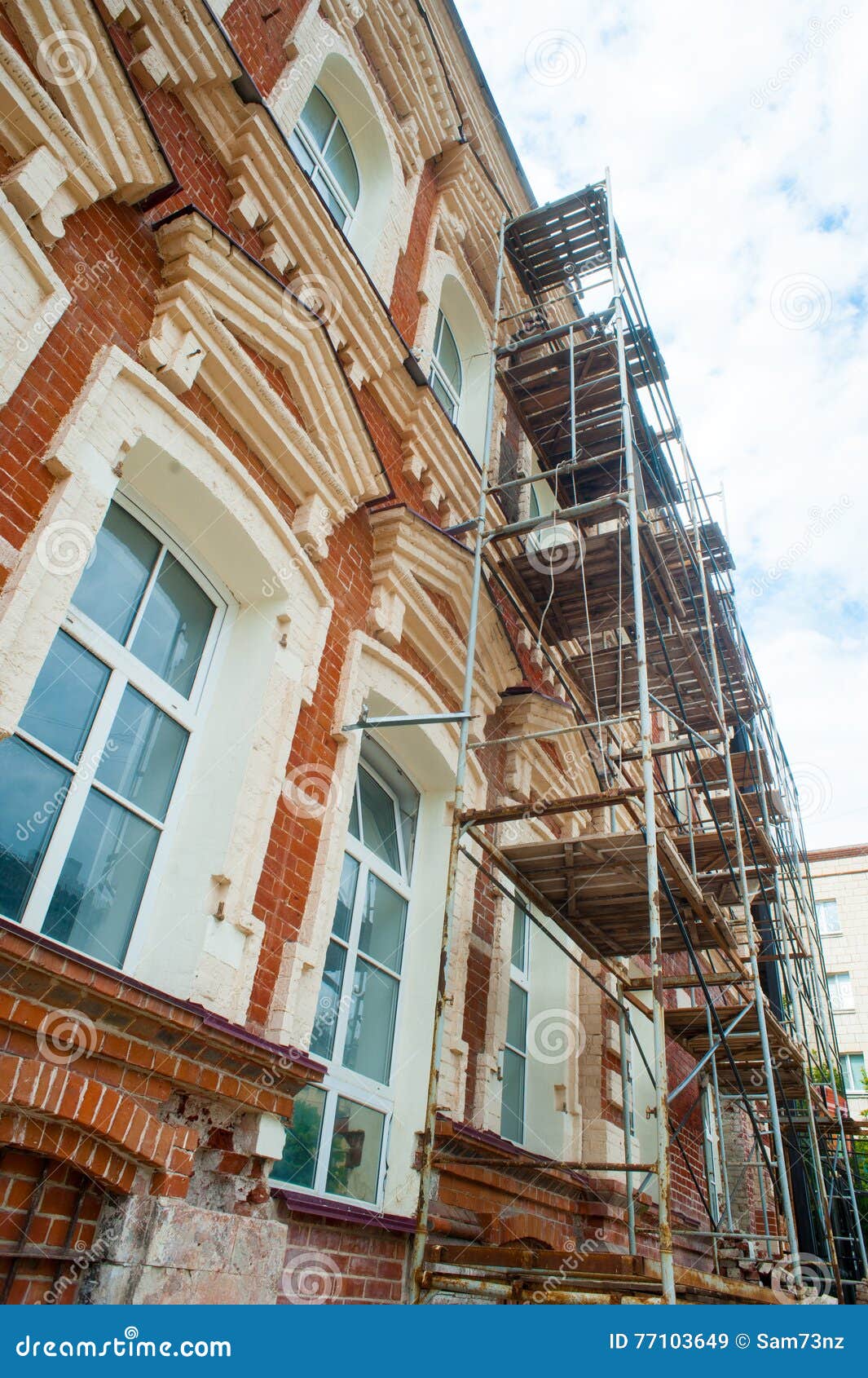 Restoration of Old Building Stock Image - Image of summer, pavement ...