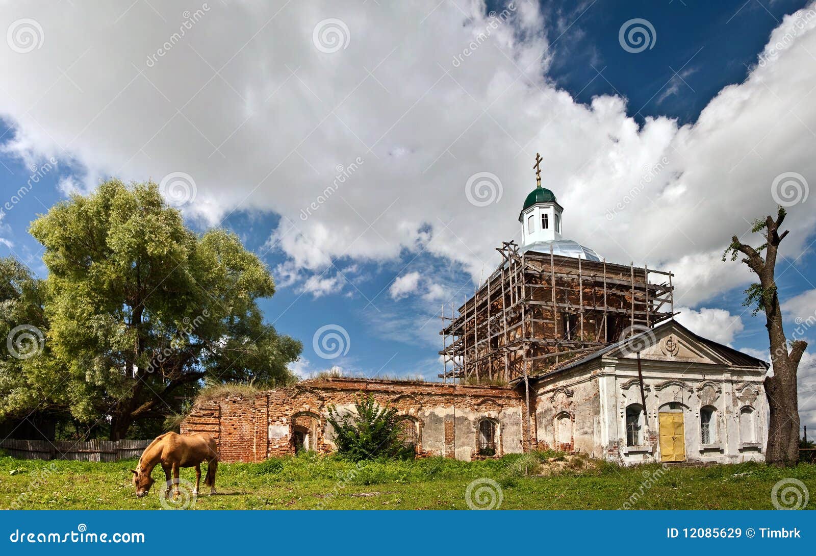 Restoration of old church stock image. Image of reconstruction - 12085629