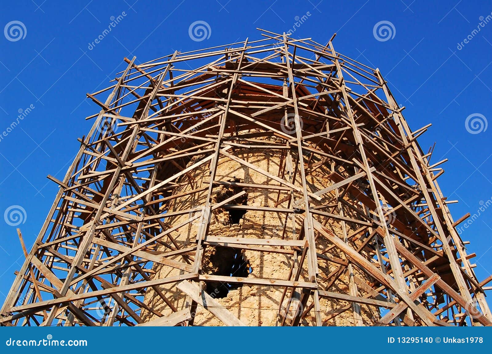 Restoration Scaffold in Ancient Tower Stock Photo - Image of ...