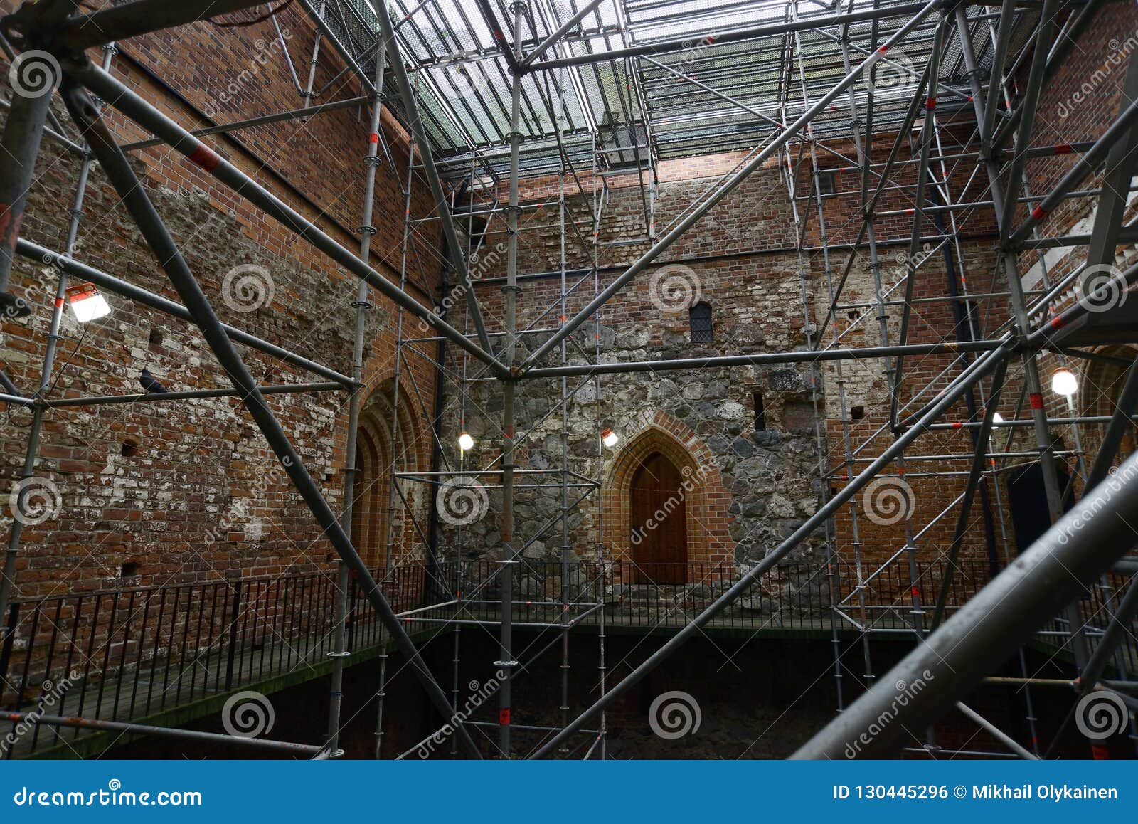 Restoration of the Walls of a Medieval Castle Stock Photo - Image of ...