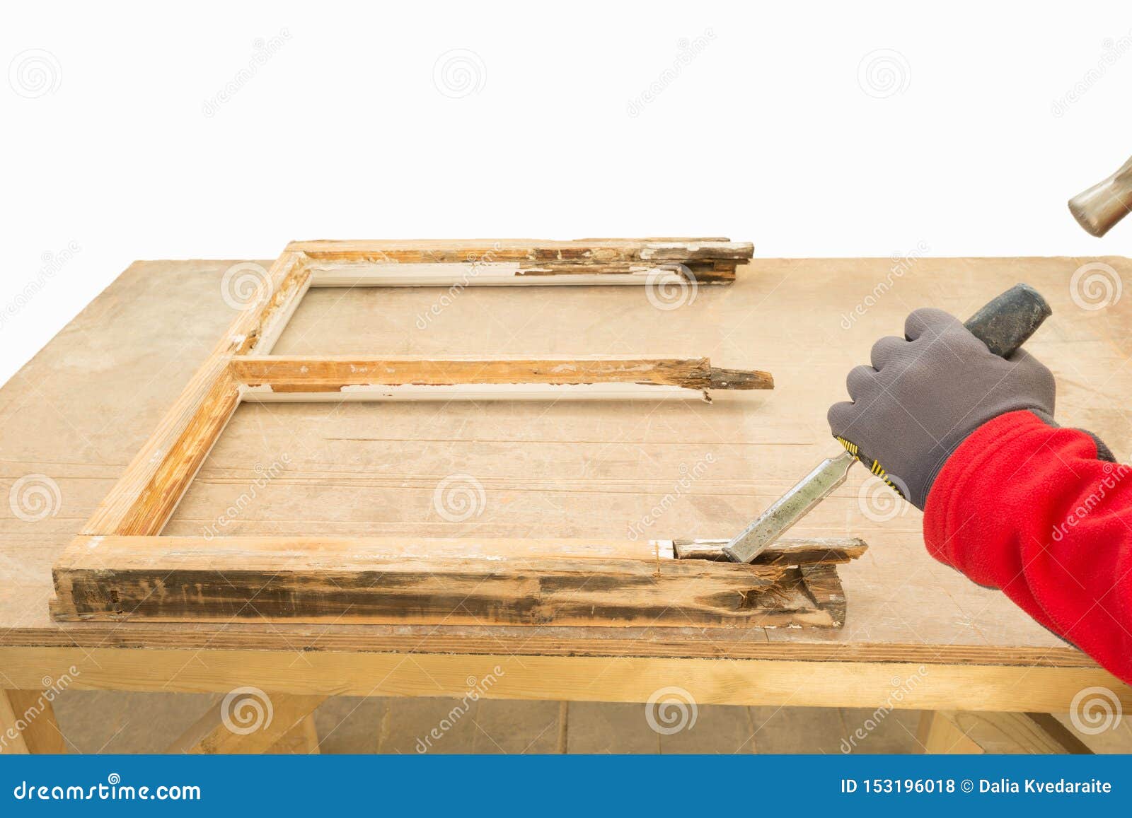 Carpenter Using a Chisel while Repairing an Old Window Sash Stock Photo ...