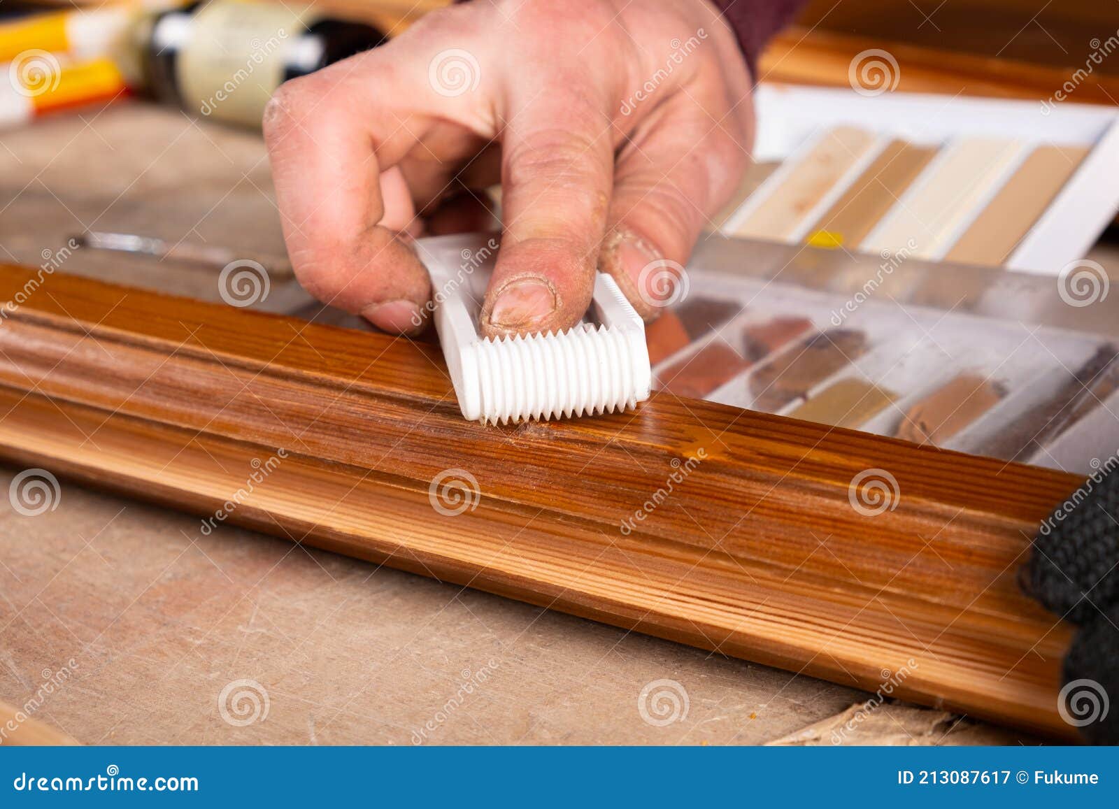 Restoration of Wooden Doors,elimination of Defects Chips Stock Image ...