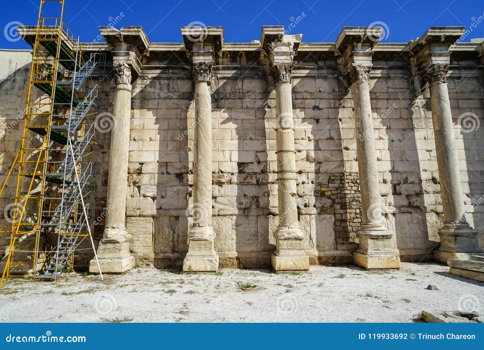 Restoration Work In Progress At Classical Roman Library Of Hadrian ...