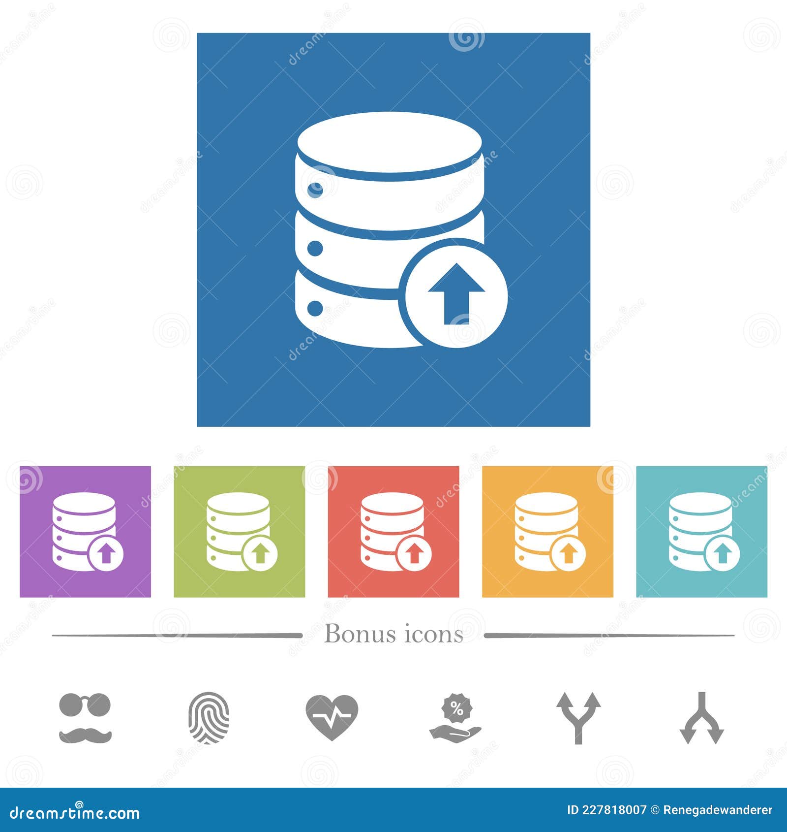 Restore Database Flat White Icons in Square Backgrounds Stock Vector ...