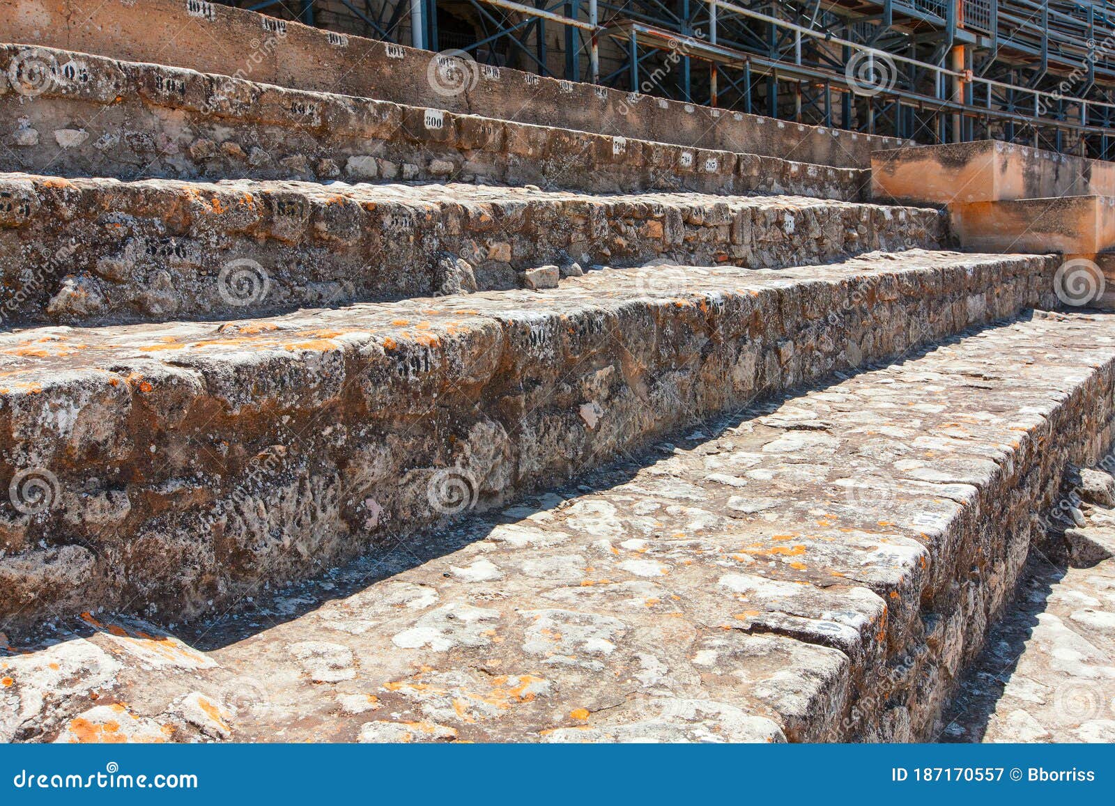 Restored Ancient Amphitheater with Stone Seats Stock Image - Image of ...