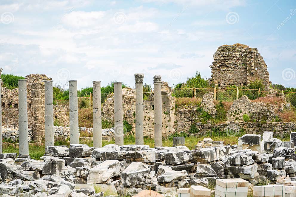 Restored Ancient Architectural Ruins and Columns of the Ancient City of ...