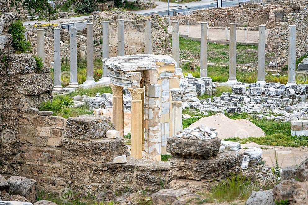 Restored Ancient Architectural Ruins and Columns of the Ancient City of ...