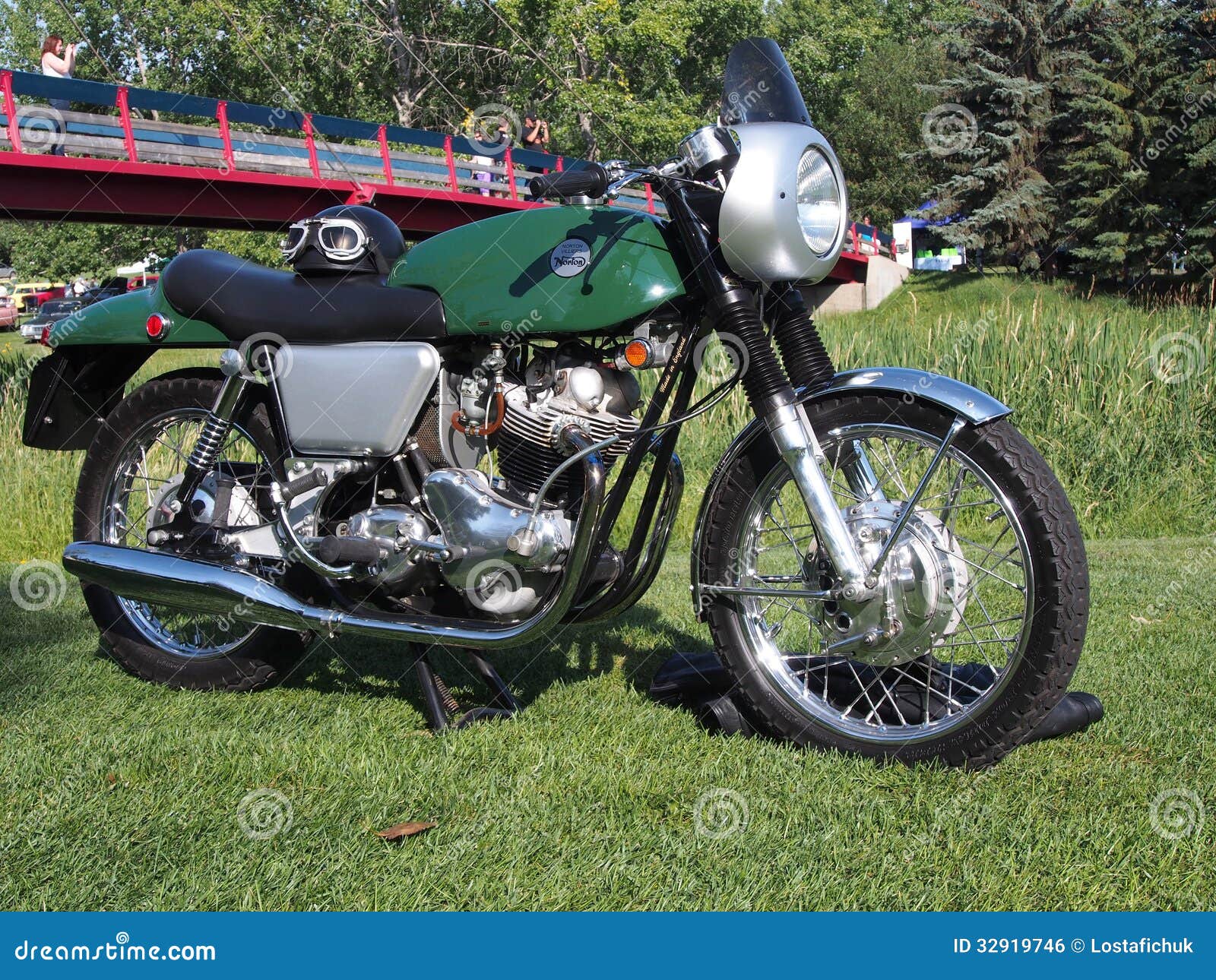 Restored Antique Green Norton Motorcycle Editorial Photo - Image of ...
