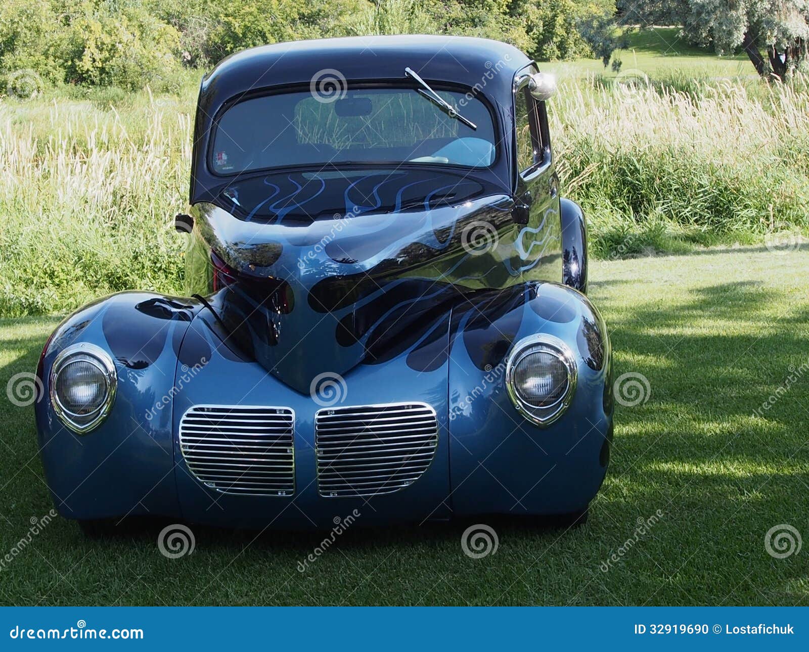 Restored Antique Lowrider Blue Car Editorial Image - Image of chrome ...