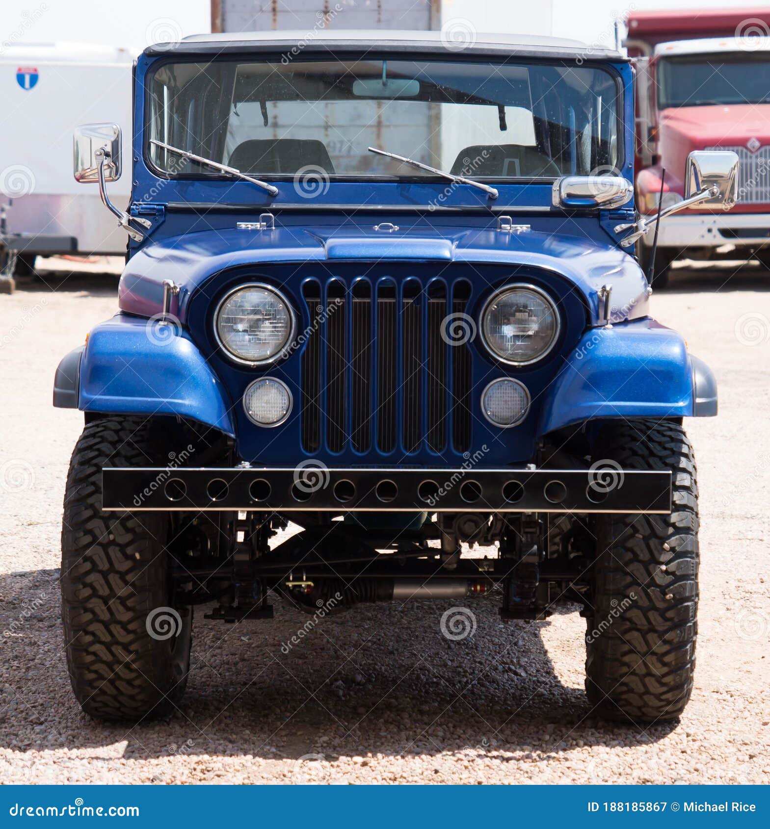 Restored Blue Jeep CJ5 Front View Editorial Photography - Image of ...